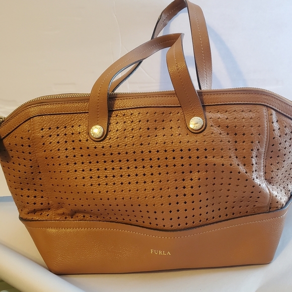 Furla | Bags | Furla Light Brown Satchel Cut Out Purse Vintage | Poshmark